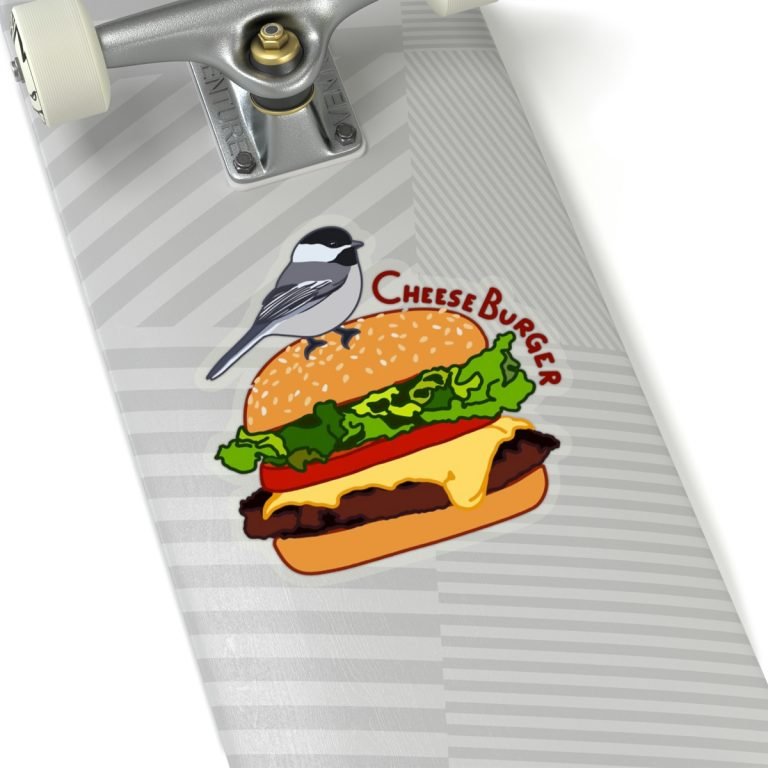 Chickadee Bird Cheese Burger Sticker | Teesperky