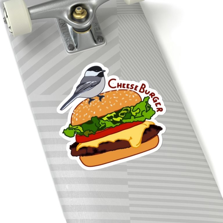 Chickadee Bird Cheese Burger Sticker | Teesperky