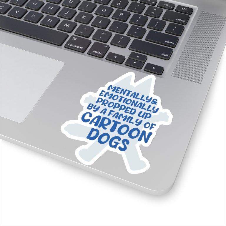 Bluey Propped Up by Cartoon Dogs Sticker | Teesperky