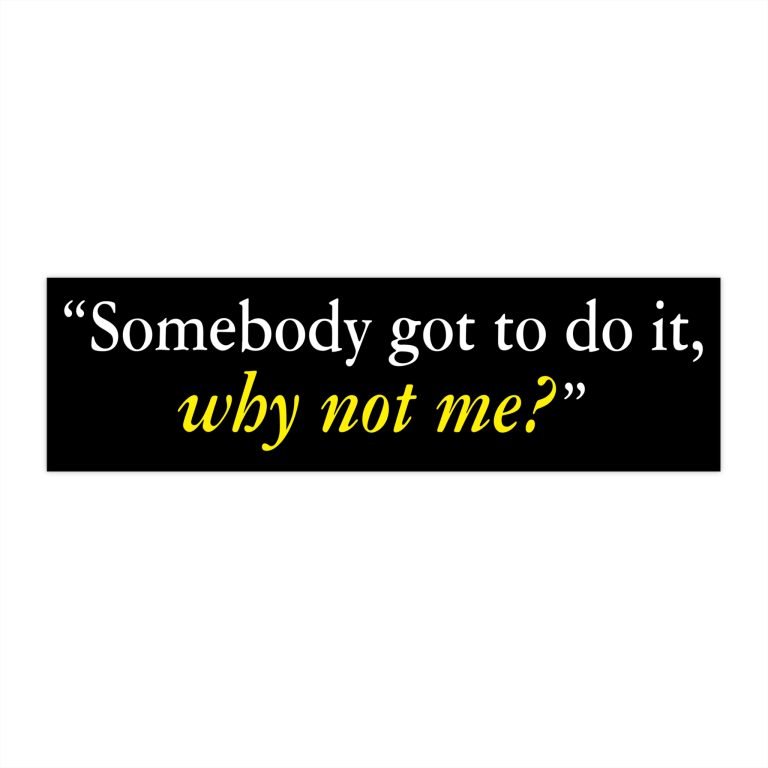 Somebody Got to Do It, Why Not Me? Bumper Sticker | Teesperky