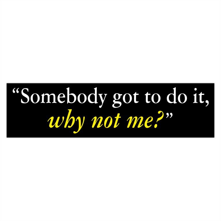 Somebody Got to Do It, Why Not Me? Bumper Sticker | Teesperky
