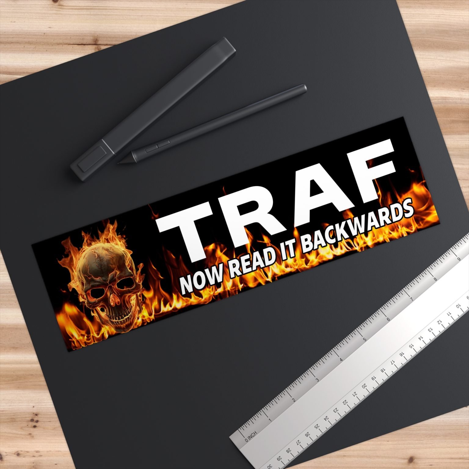 TRAF Now Read It Backwards Bumper Sticker | Teesperky