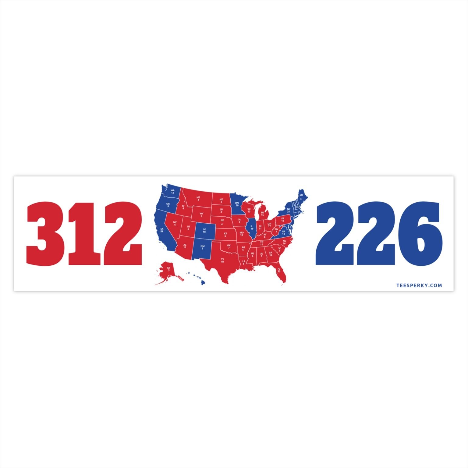 2024 Electoral Interactive Map Bumper Sticker | Teesperky